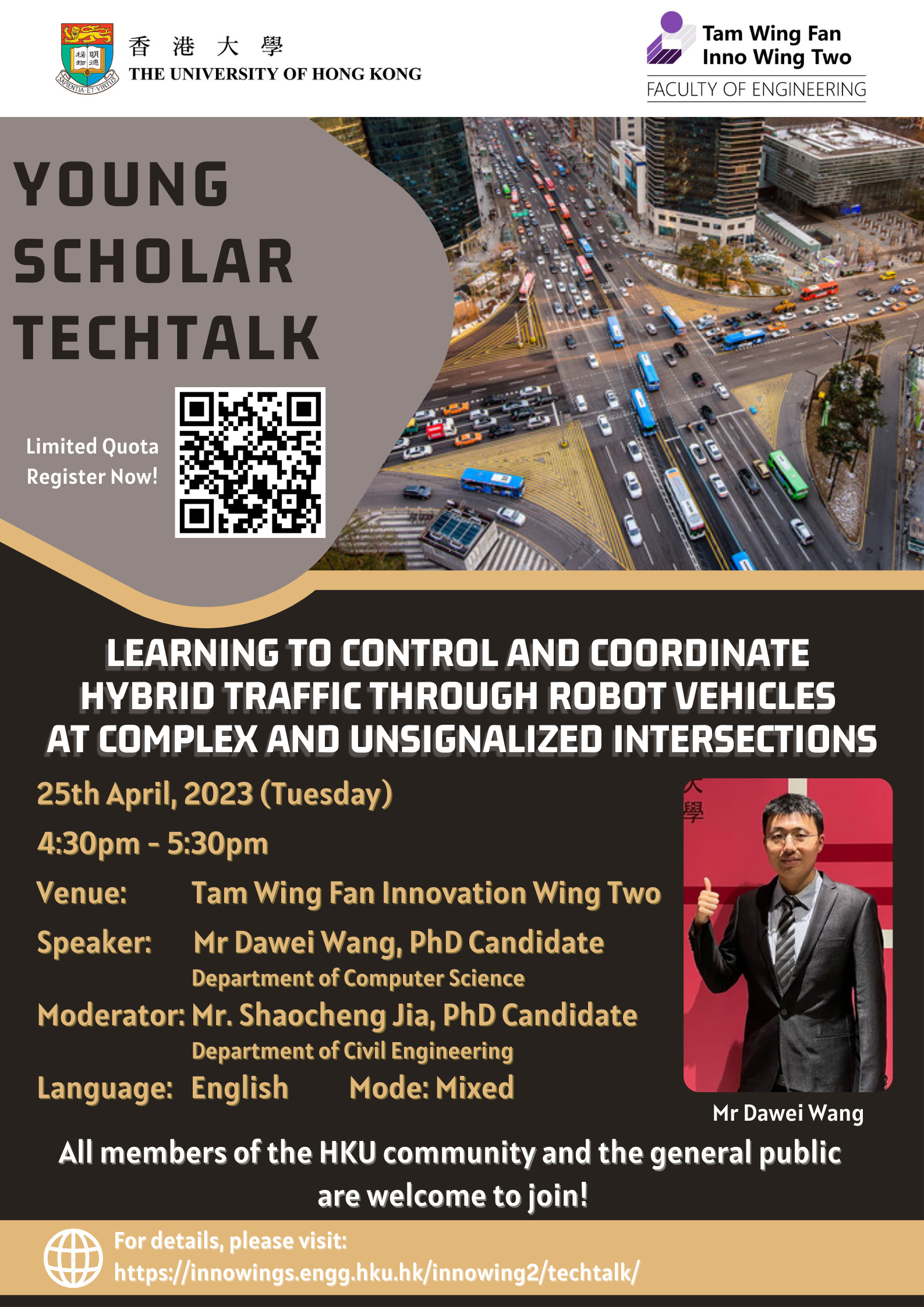 Young Scholar TechTalk – Learning to Control and Coordinate Hybrid Traffic Through Robot ...